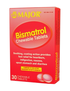 BISMATROL CHEWABLE TABLET 30CT MAJOR - Aj's Group International